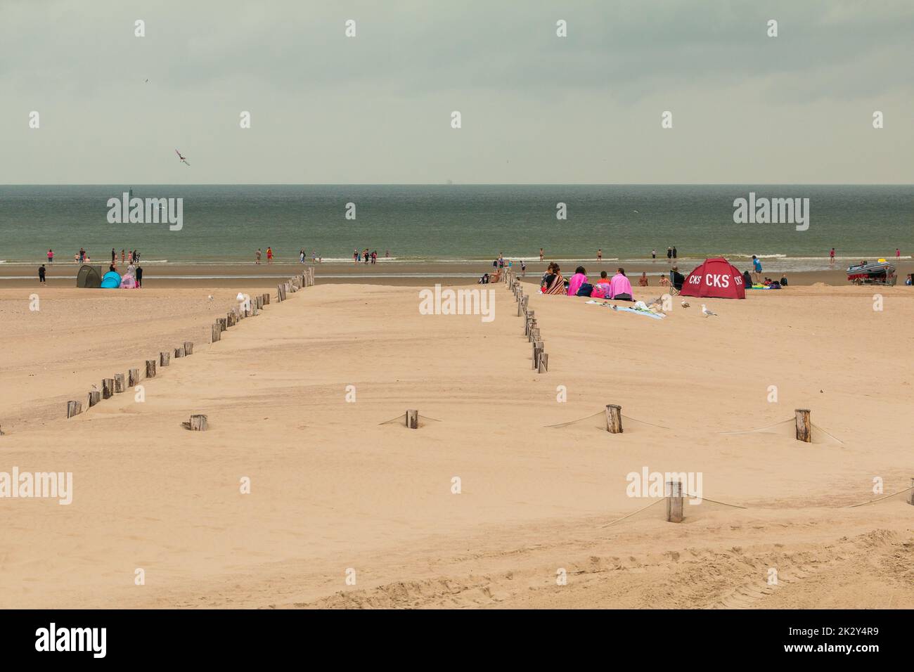 Dunkirk, France - 18 August 2018: Plage de Malo-les-Bains, a large ...