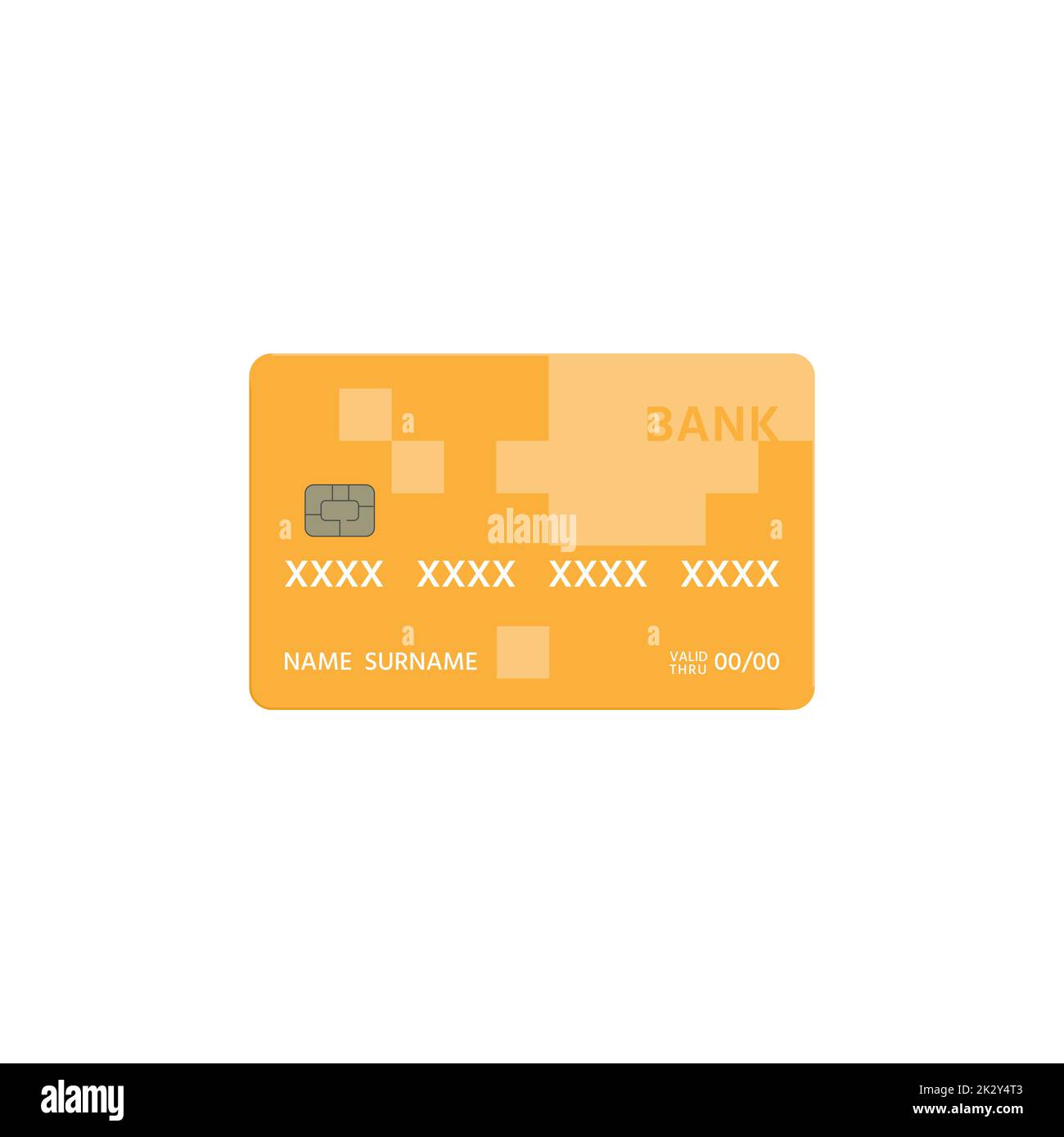Bank card has a front view and an orange color. Vector illustration ...