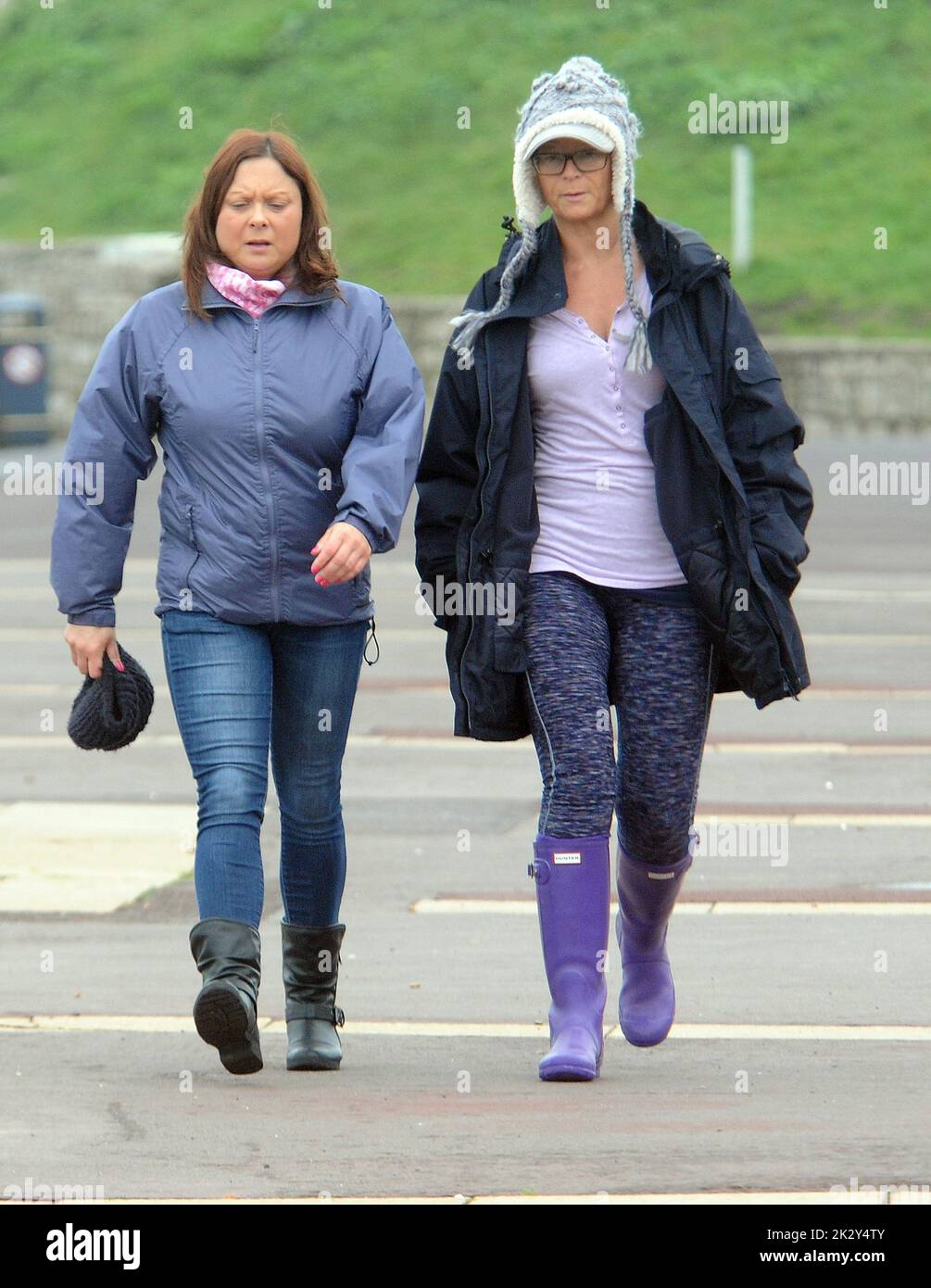 Wrapped up against the elements on a bleak cold and windy bank holiday ...
