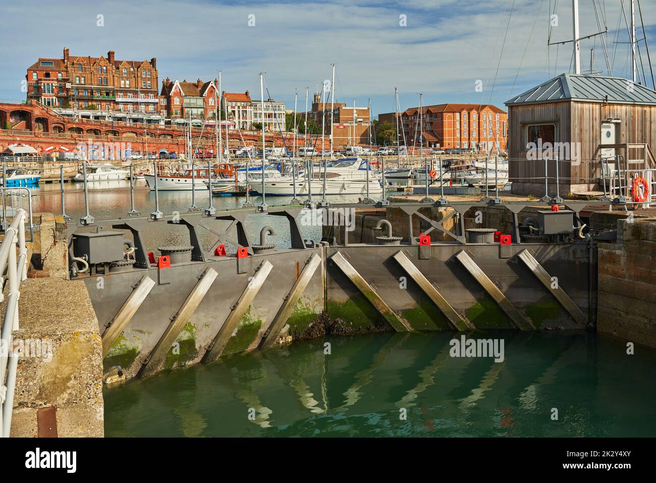 The Mitre Gate in Ramsgate Royal Harbour, UK, separating the inner ...