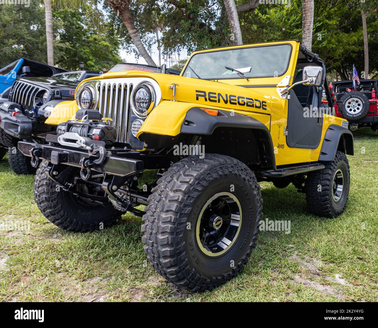 A large off-road yellow car exhibition in Cocoa Village, Florida, USA ...