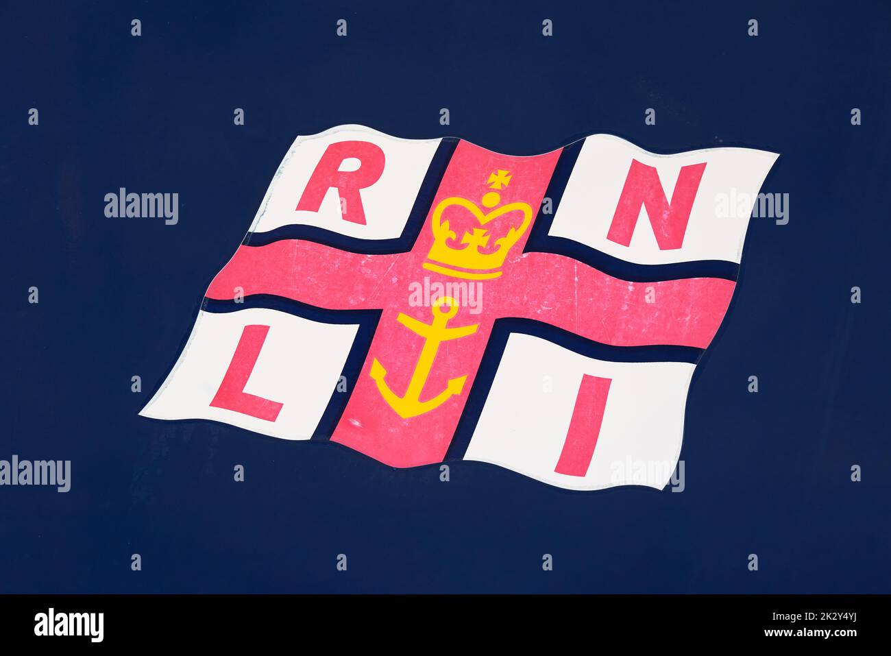 The flag of the RNLI - Royal National Lifeboat Institution in Ramsgate ...
