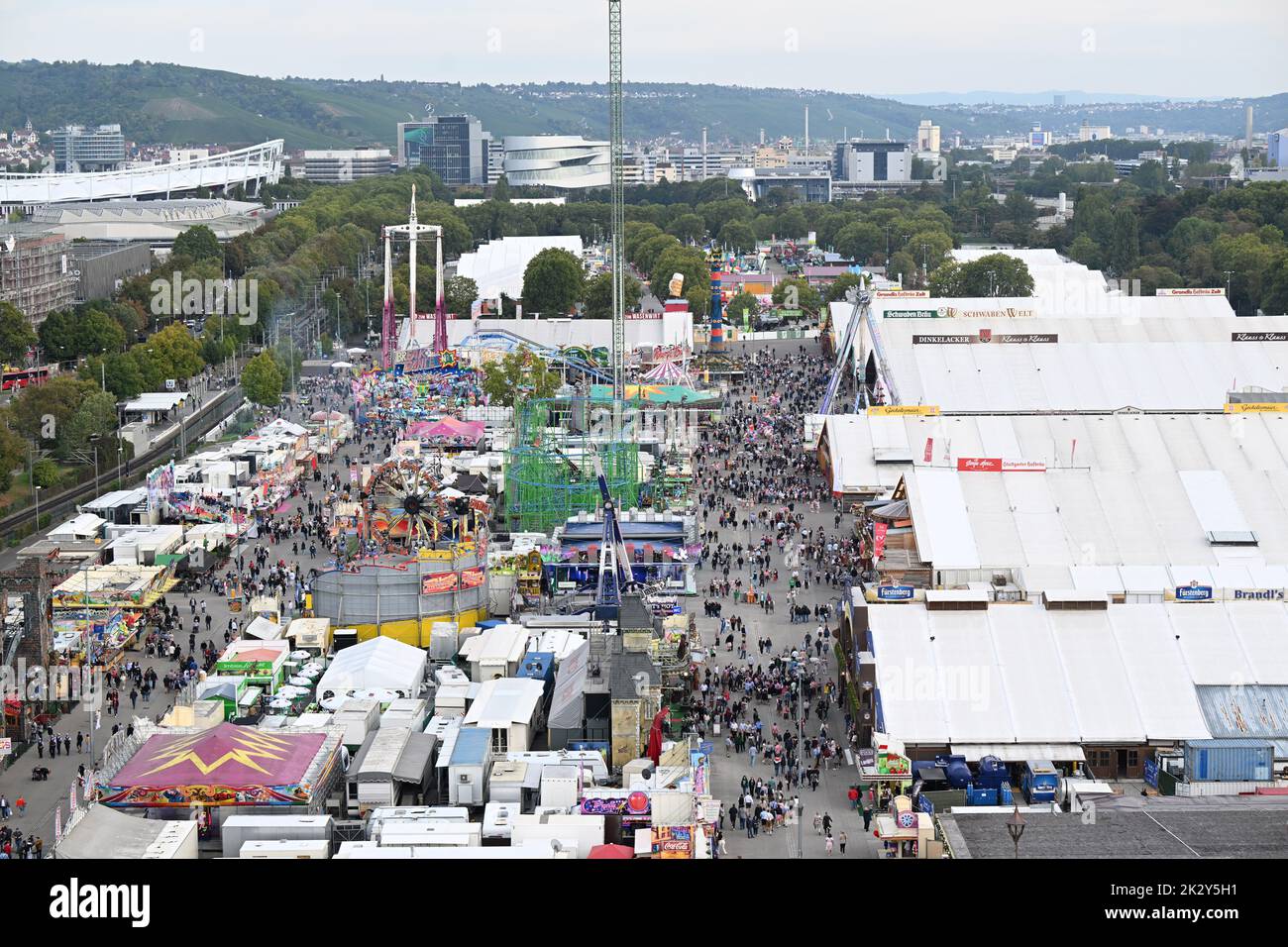 Stuttgart, Germany. 23rd Sep, 2022. Visitors to the Cannstatt Folk ...