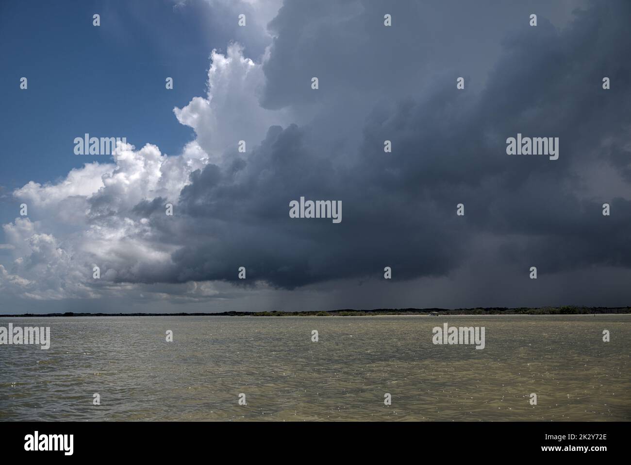 Storm front clouds roll in over Gulf of Mexico coast during hurricane ...