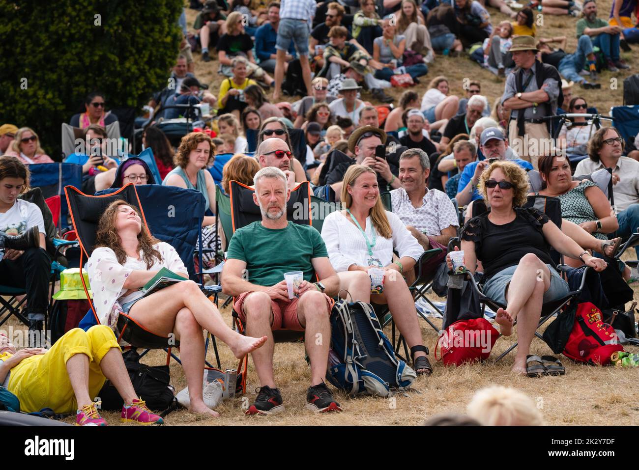 Tired crowd on the last afternoon by the main stage on Day Four of the ...