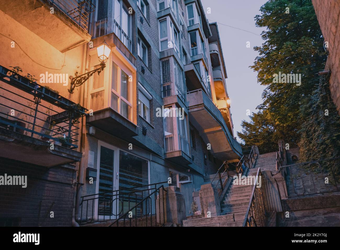The stairs in Ponty Street in Budapest in summer Stock Photo - Alamy
