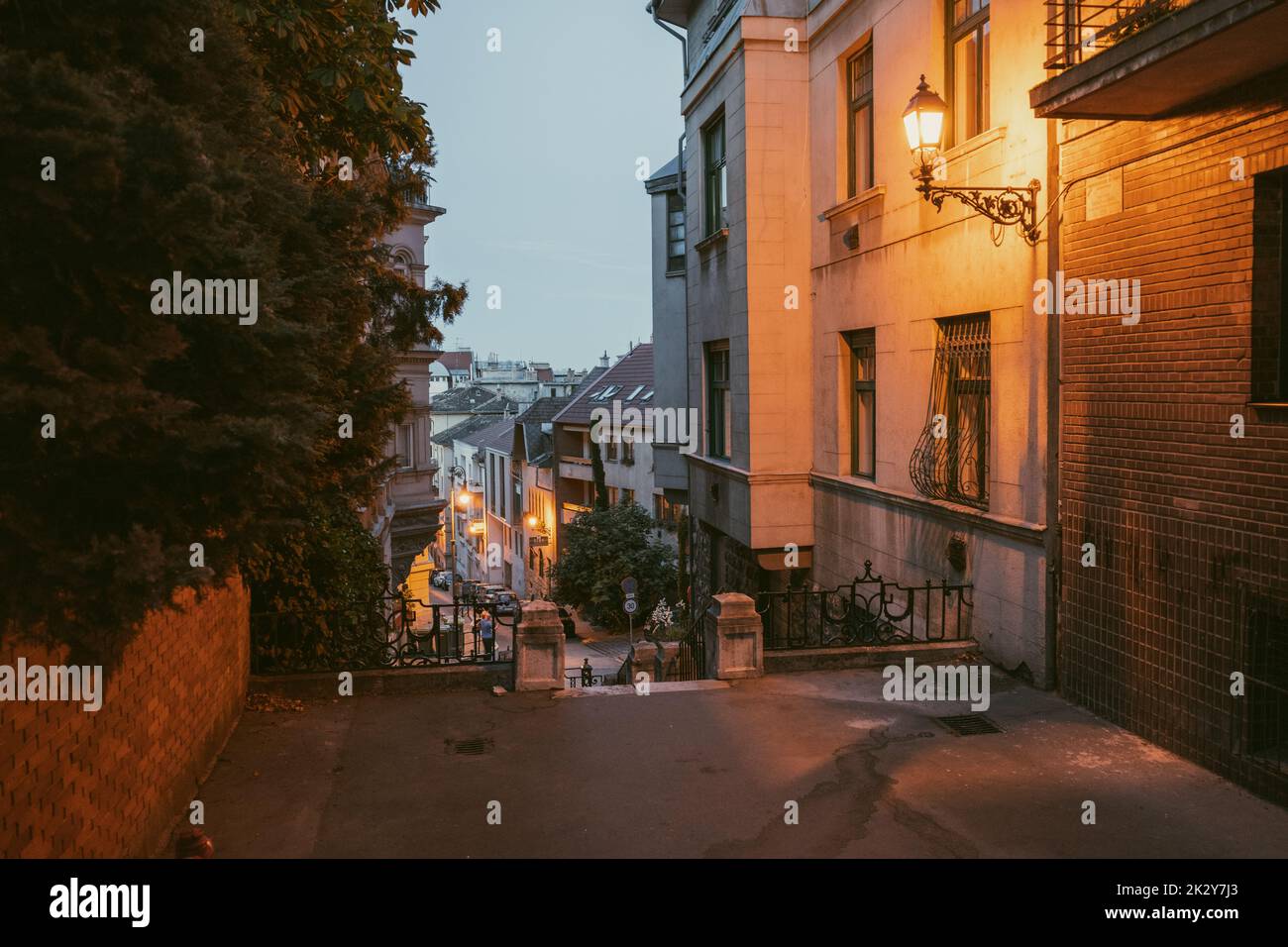 The stairs in Ponty Street in Budapest in summer Stock Photo - Alamy