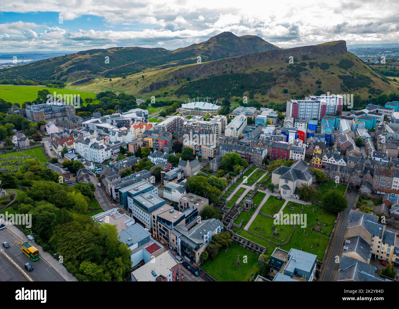 Aerial view of Holyrood and Canongate Edinburgh, Scotland, UK Stock ...