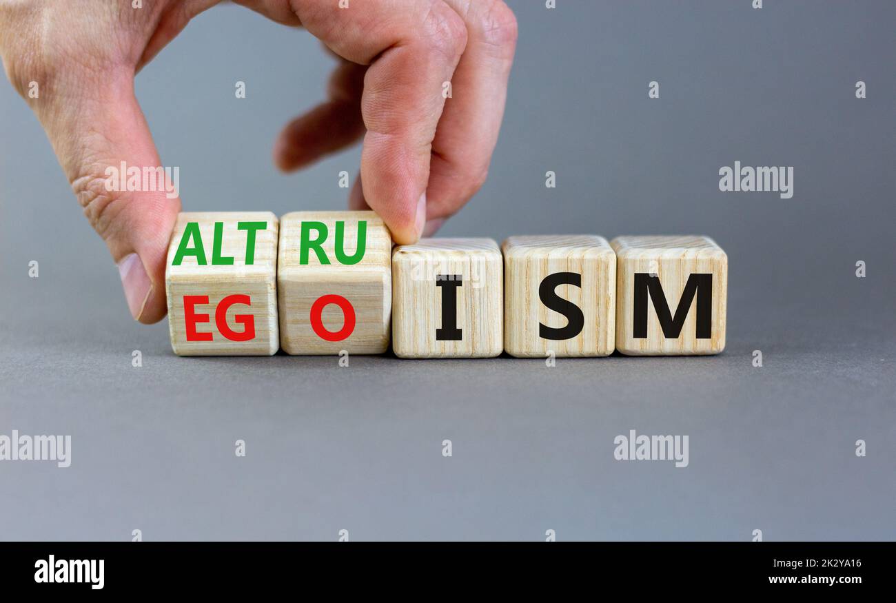 Altruism or egoism symbol. Concept words Egoism and Altruism on wooden ...