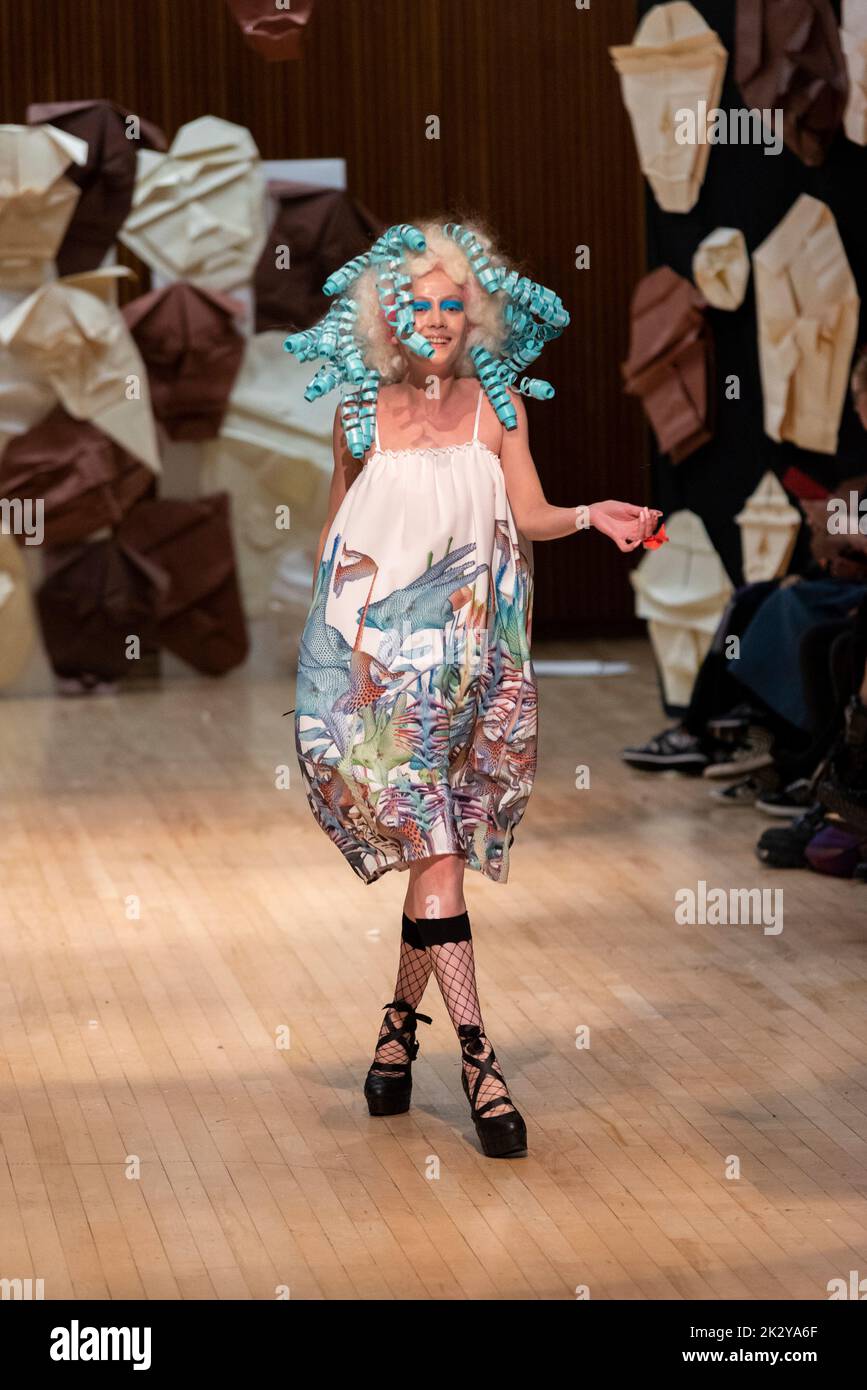 Model, modelling on catwalk for VIN+OMI 'Opinions' show for London ...