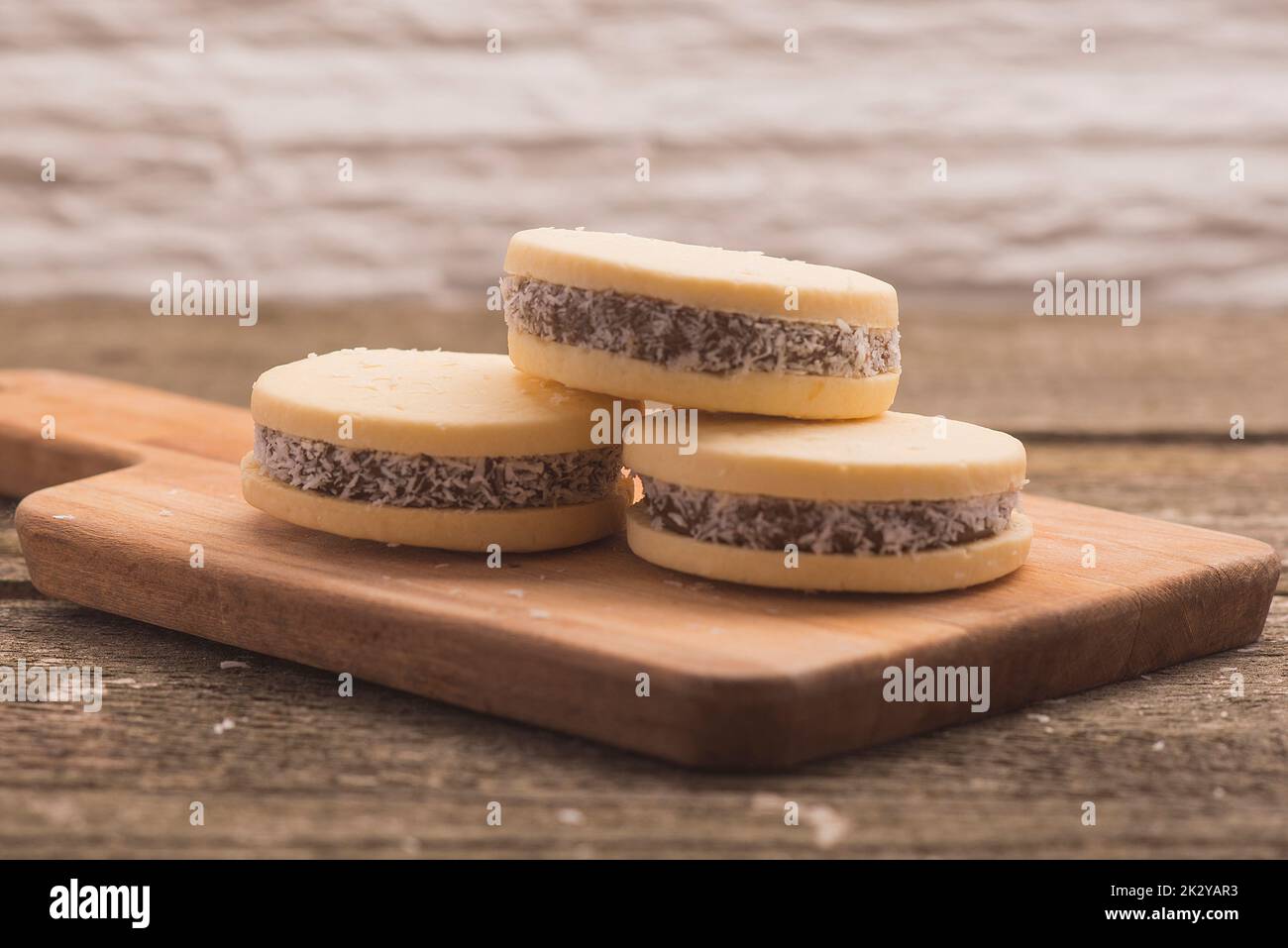 alfajores traditional peruvian cookies filled caramel Stock Photo - Alamy