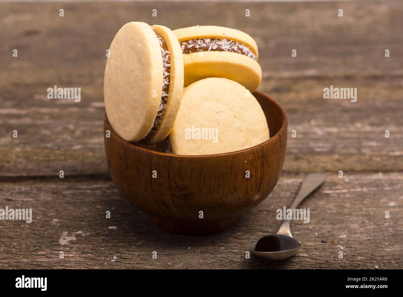 alfajores traditional peruvian cookies filled caramel Stock Photo - Alamy