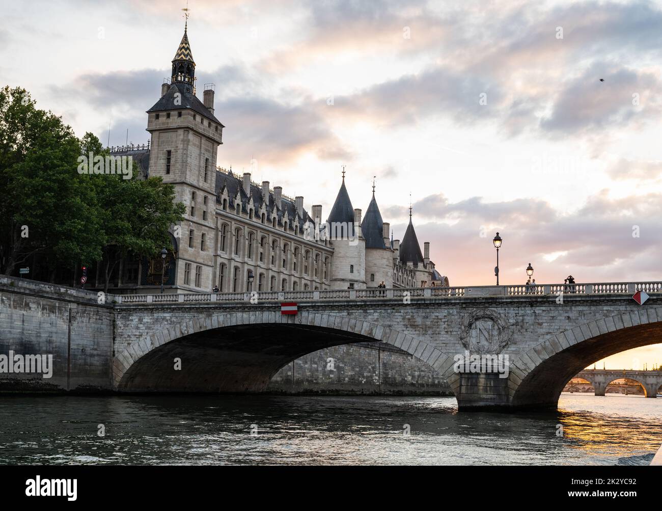 Pont au Change bridge over river Seine in Paris, France, connecting the ...