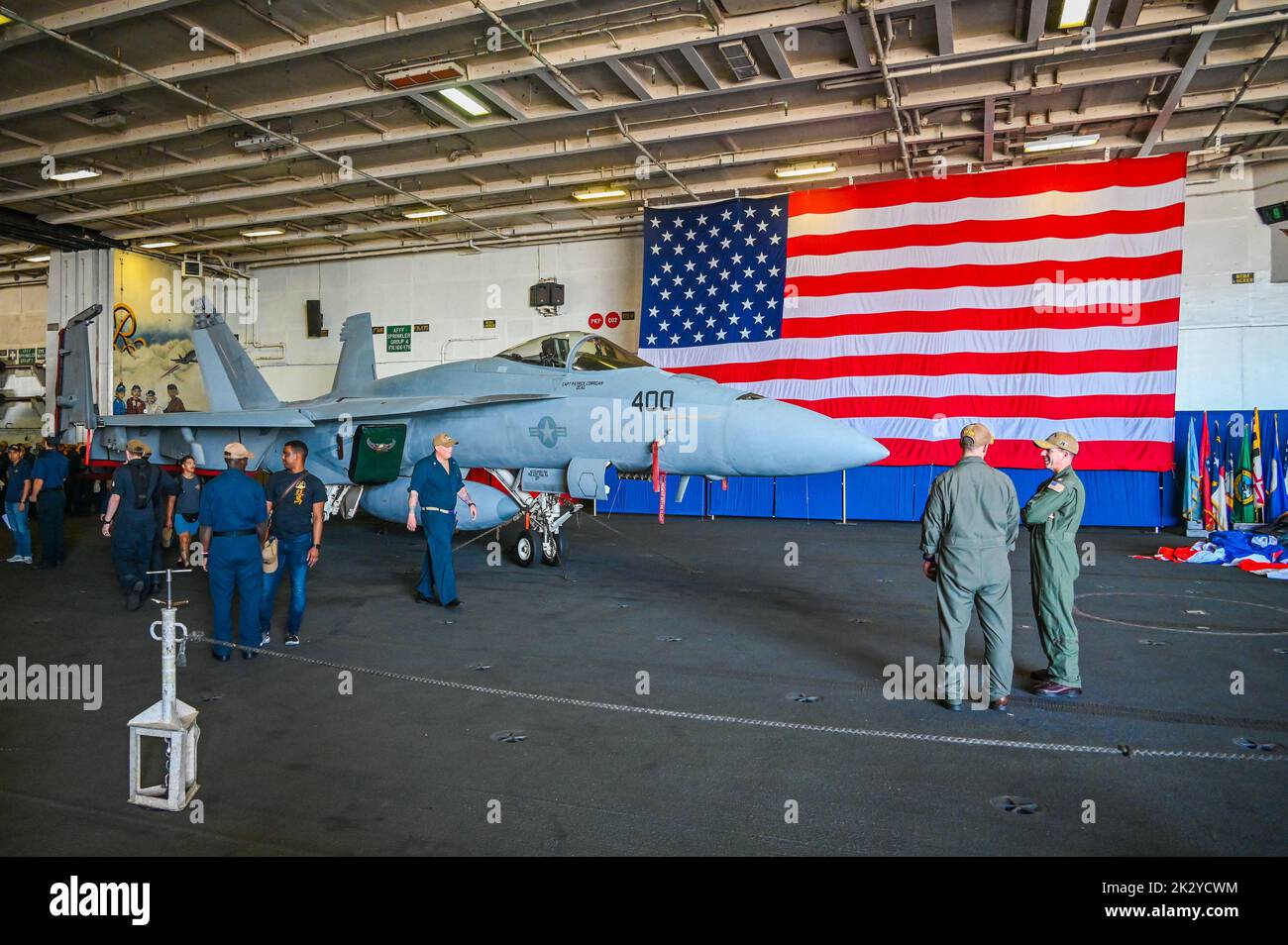 Busan, South Korea. 23rd Sep, 2022. U.S. Navy sailors stand near a ...