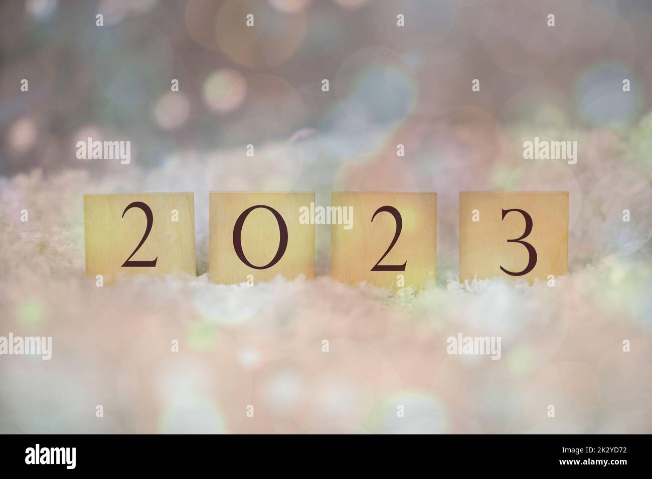 beautiful figures of wooden letters 2023 with a blur bokeh for the new year Stock Photo - Alamy