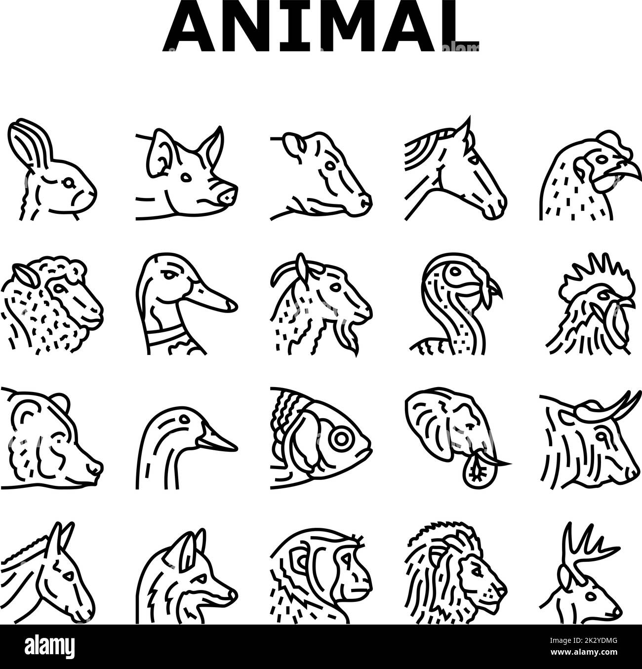 animal zoo nature wildlife icons set vector Stock Vector Image & Art ...
