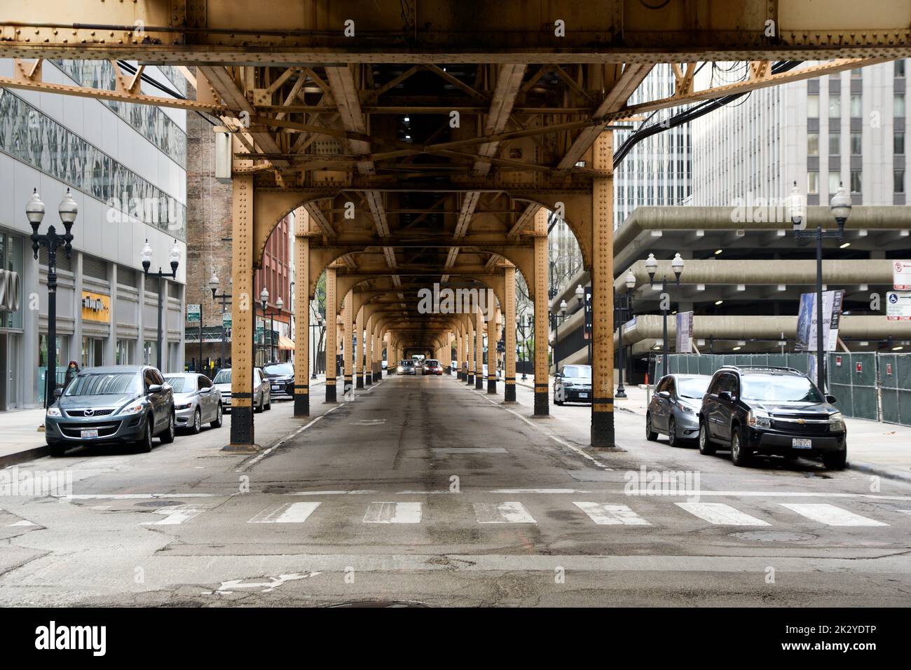 CHICAGO, ILLINOIS, UNITED STATES - MAY 12, 2018: street and elevated ...