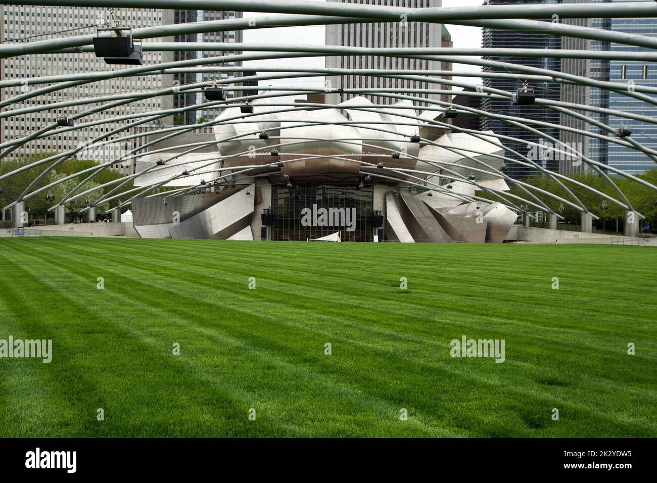CHICAGO, ILLINOIS, UNITED STATES - May 12, 2018: Jay Pritzker Pavilion ...