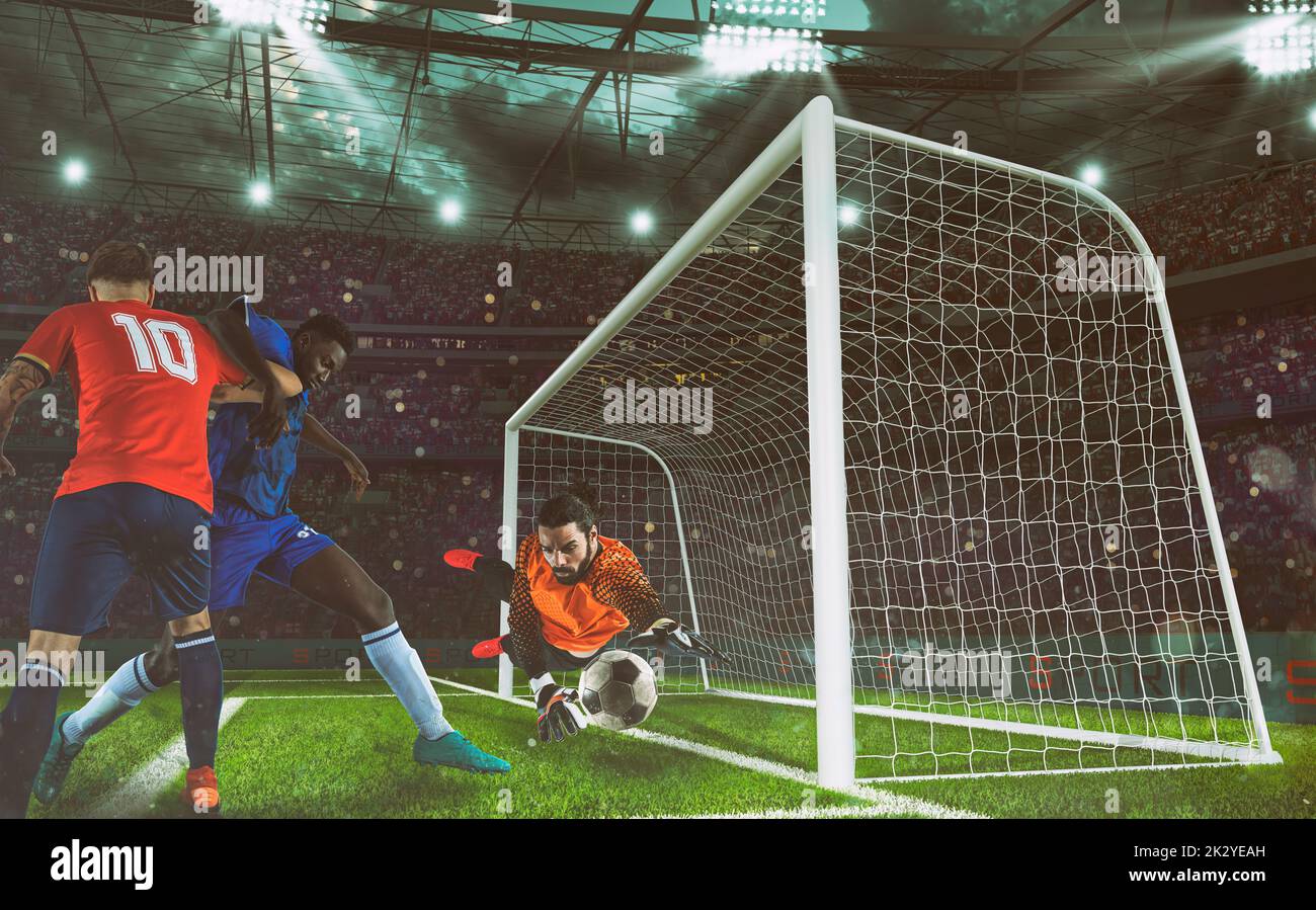 Football action in attack with the attacker contrasted by the defender ...