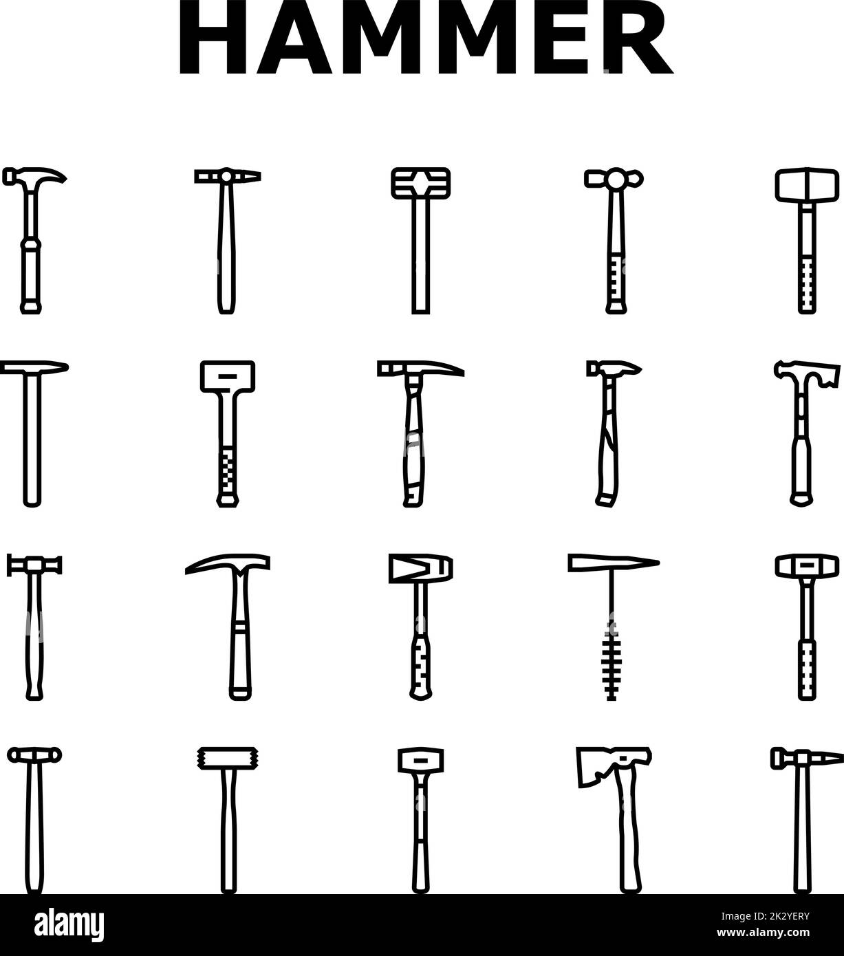 hammer tool construction icons set vector Stock Vector Image & Art - Alamy
