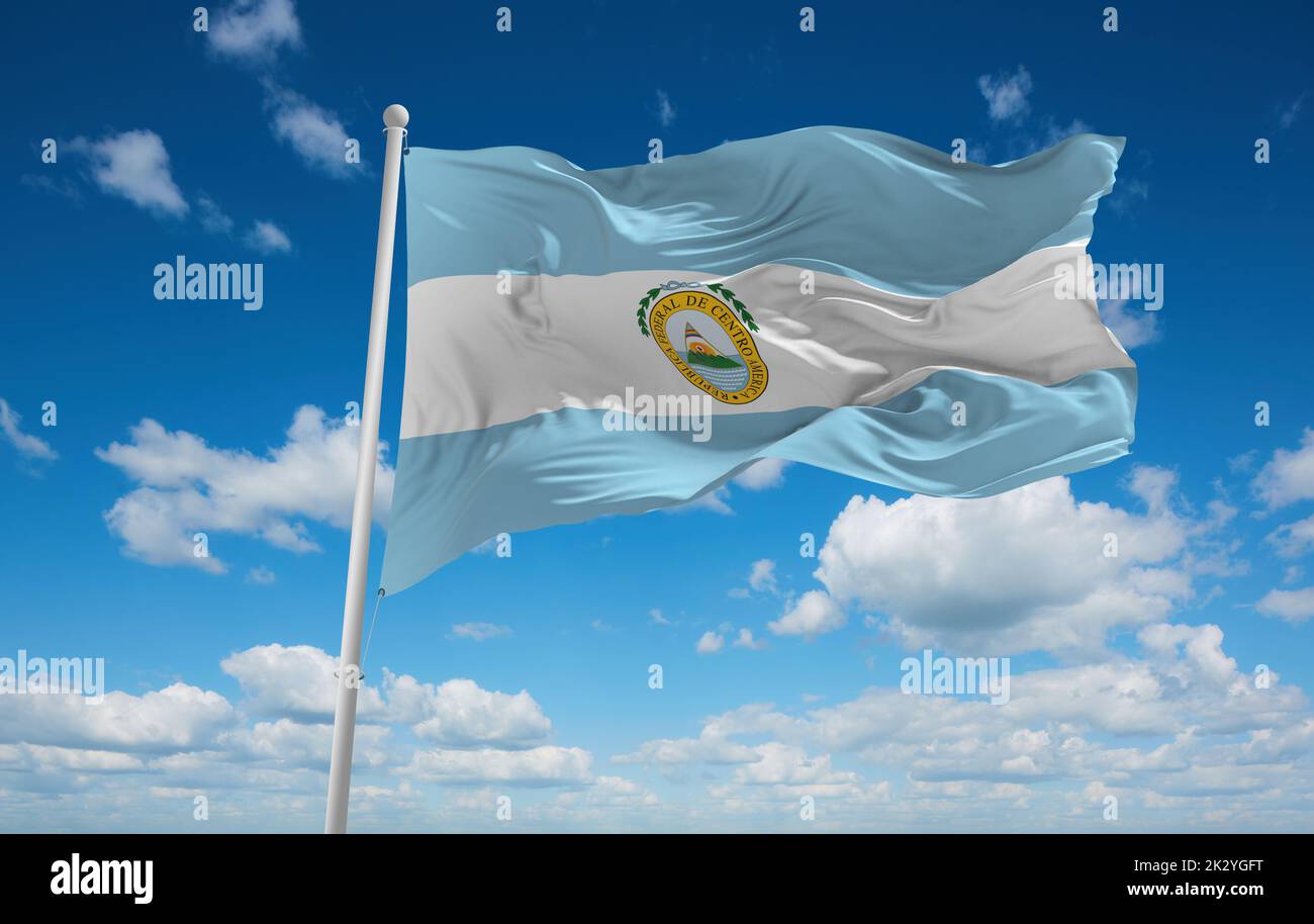 flag of Federal Republic of Central America, America at cloudy sky ...