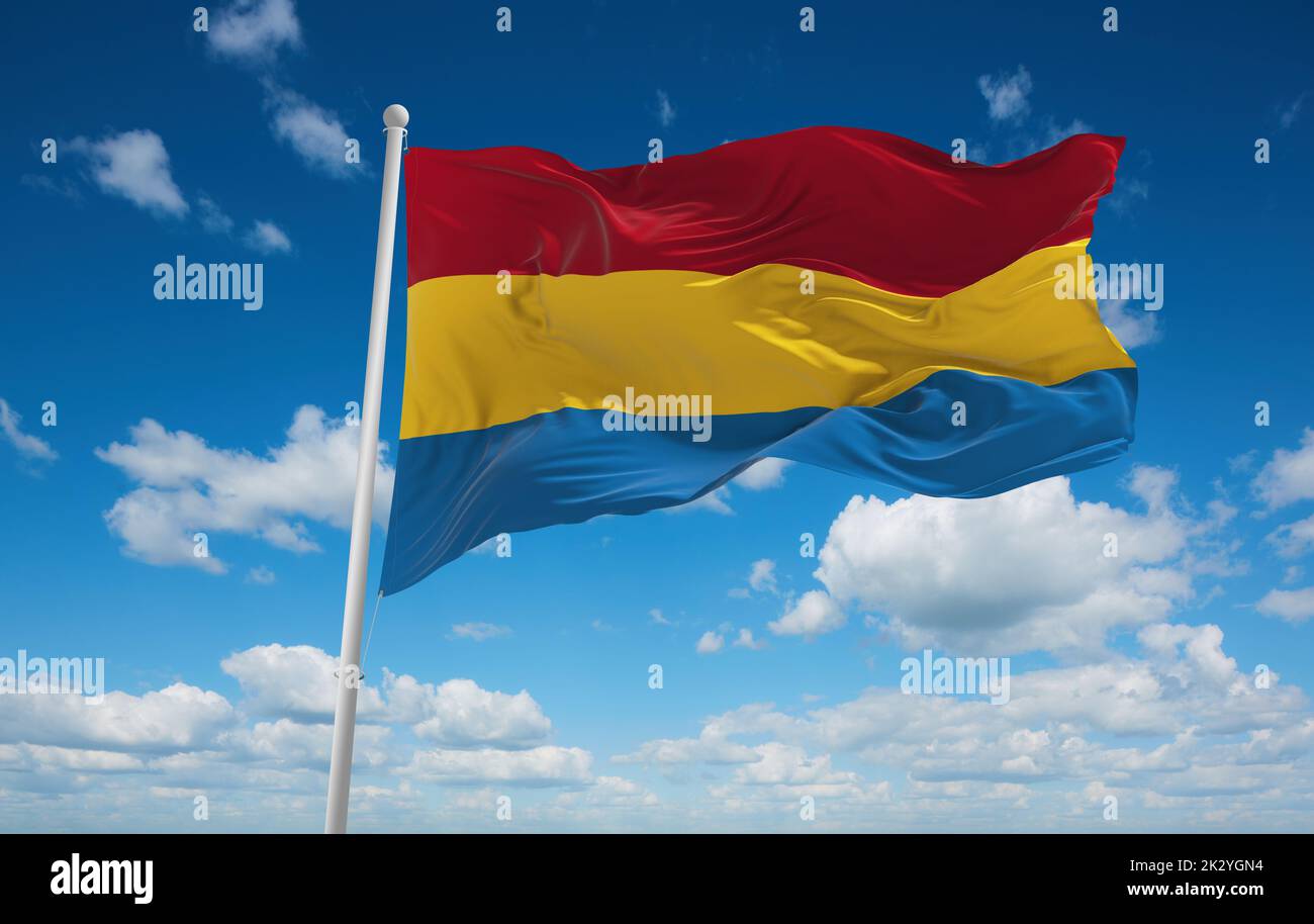 flag of Free State of Fiume, Europe at cloudy sky background, panoramic ...