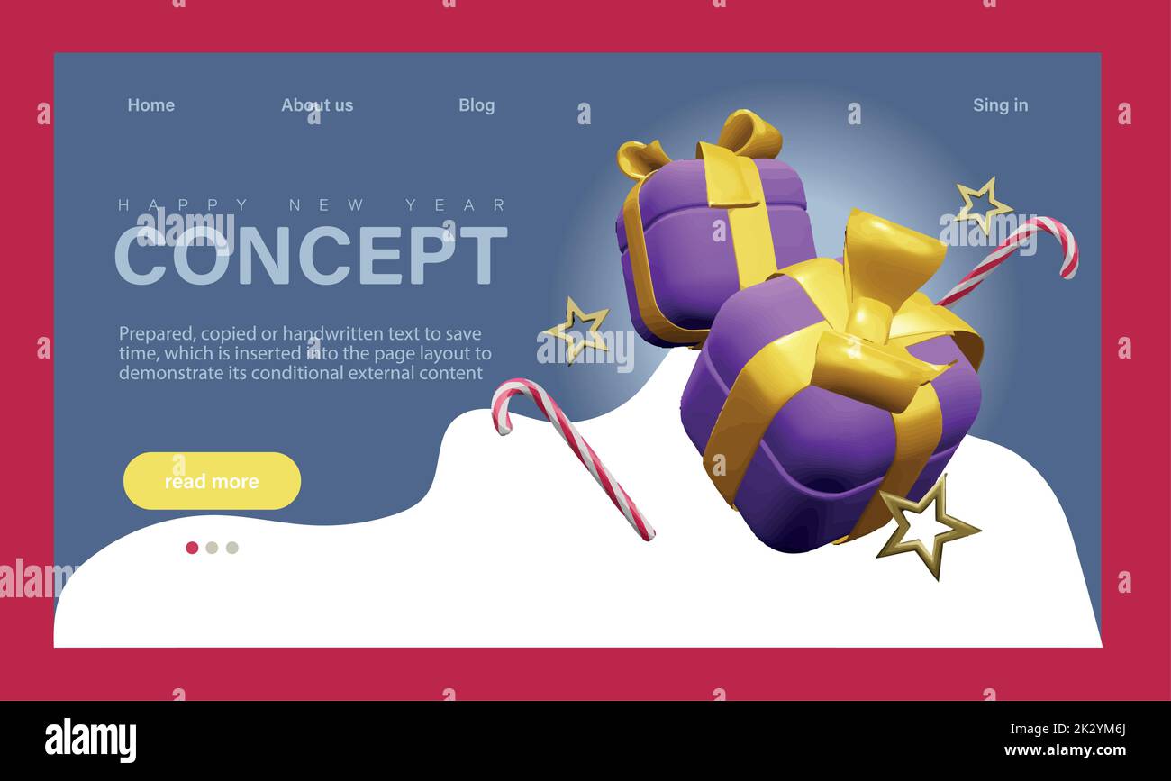 Winter Season Holidays, Corporate Party Event Celebration Landing Page Template. Tiny Characters ...