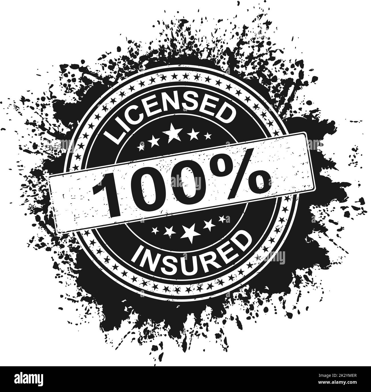 'licensed and insured' vector icon with tick mark. blue in color Stock ...