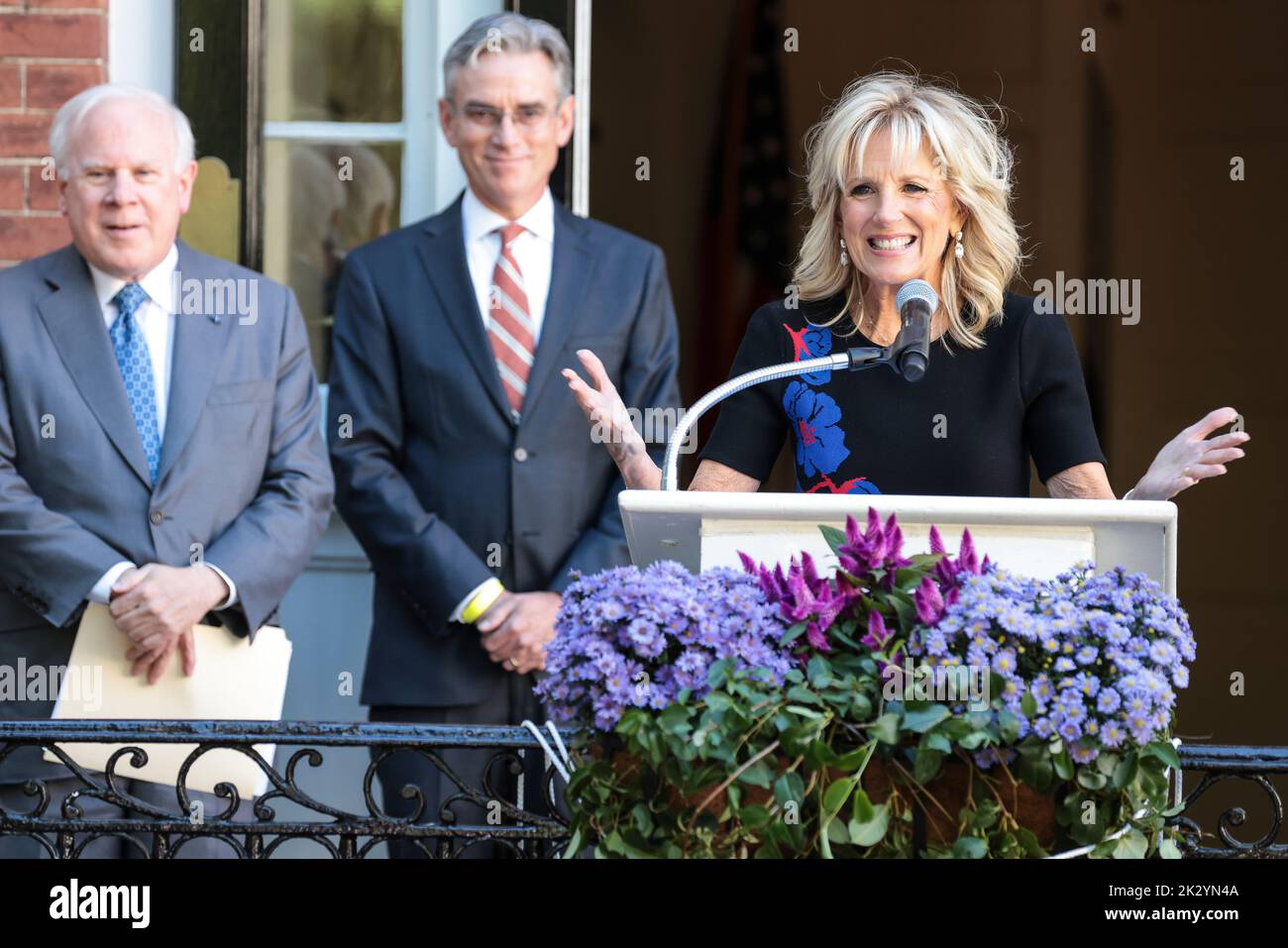 First Lady Jill Biden speaks during a dedication ceremony honoring ...