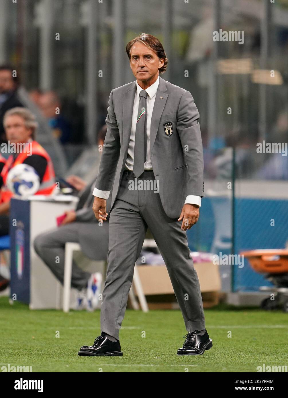 Italy manager Roberto Mancini on the touchline during the UEFA Nations ...