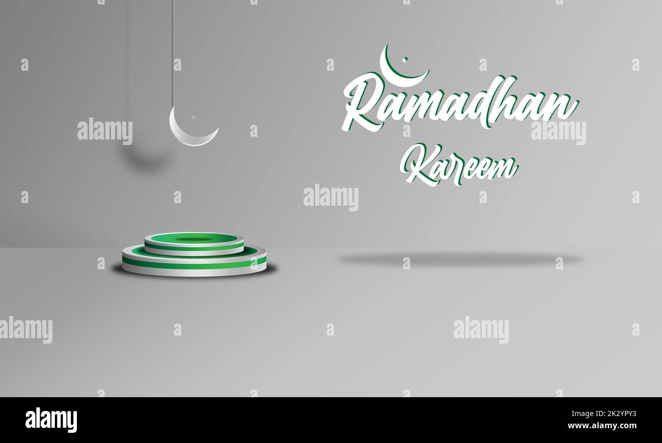 A gray Ramadhan Kareem celebration background with a moon Stock Vector ...