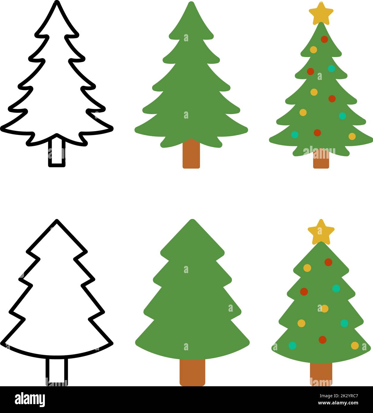 Vector Graphic of a Set with Two Differents Christmas Trees Decorated ...