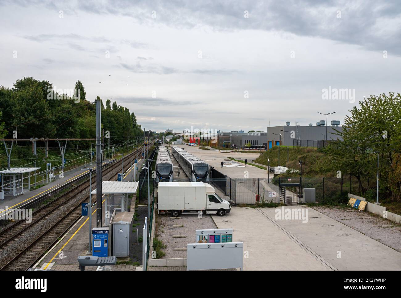 Haren, Brussels Capital Region, Belgium, 09 18 2022 - Railway tracks of ...