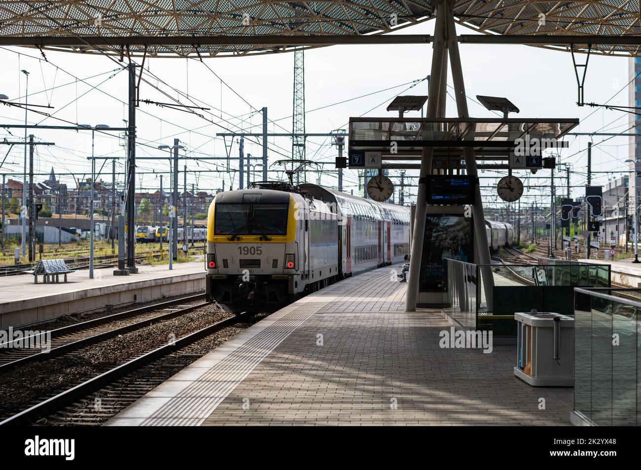 Leuven, Flemish Brabant, Belgium - 08 21 2022 - Train locomotive at the ...