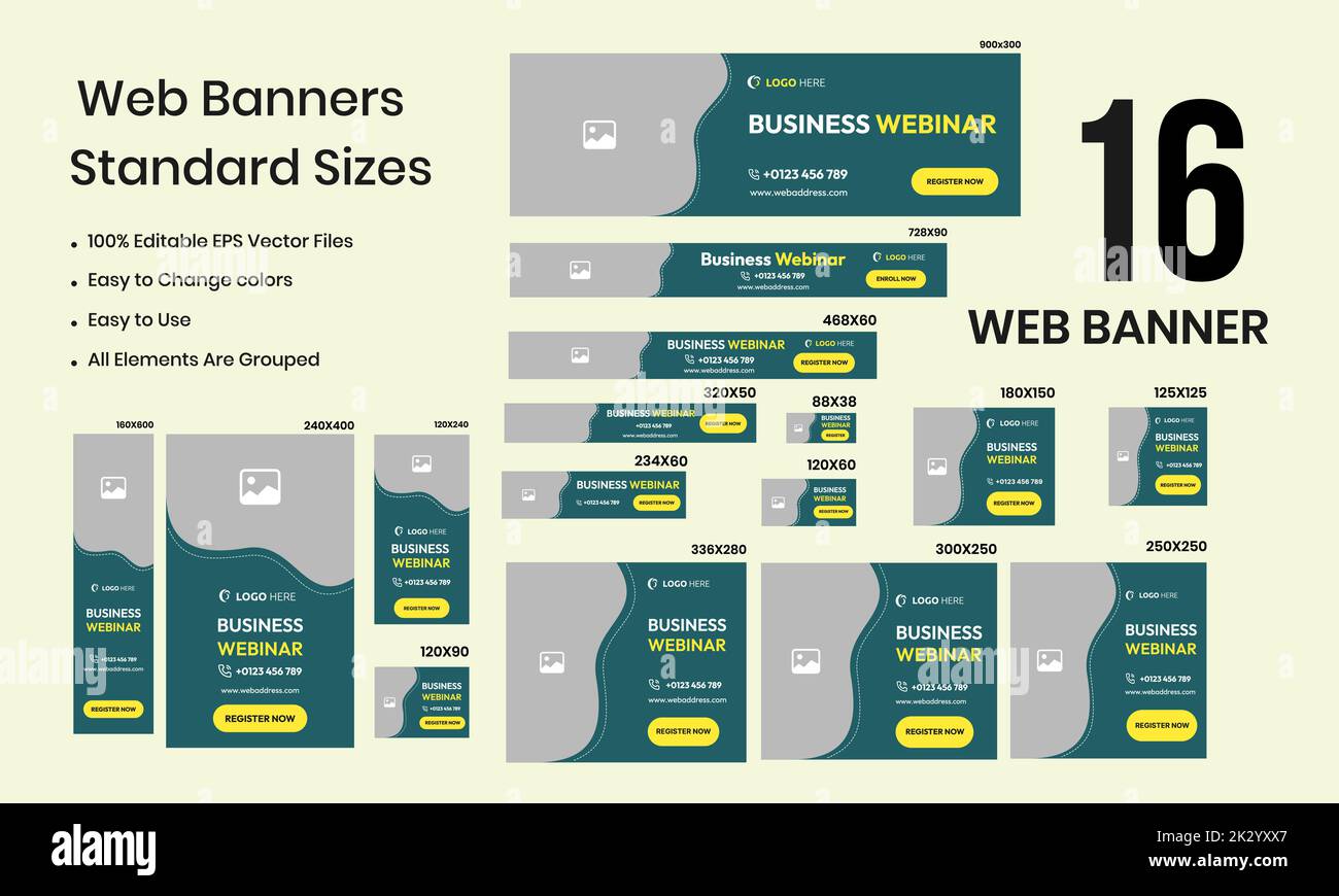 Webinar abstract banner design web template Set, horizontal header web ...