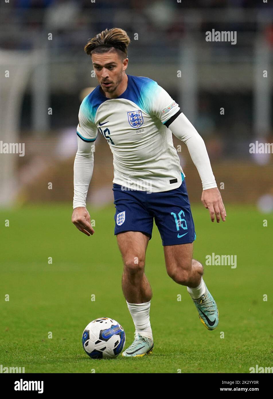 England's Jack Grealish during the UEFA Nations League match at San Siro Stadium in Milan, Italy ...