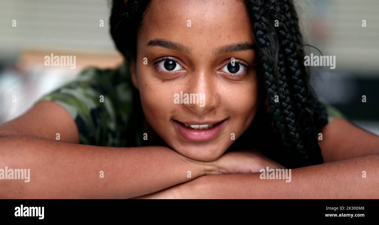 African descent teen girl portrait close-up face Stock Photo - Alamy