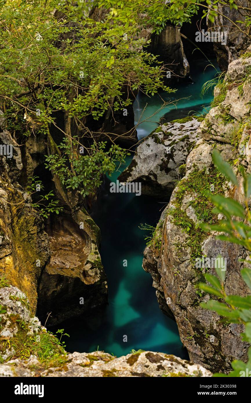 large troughs of the Soča River in the Triglav national park Stock ...