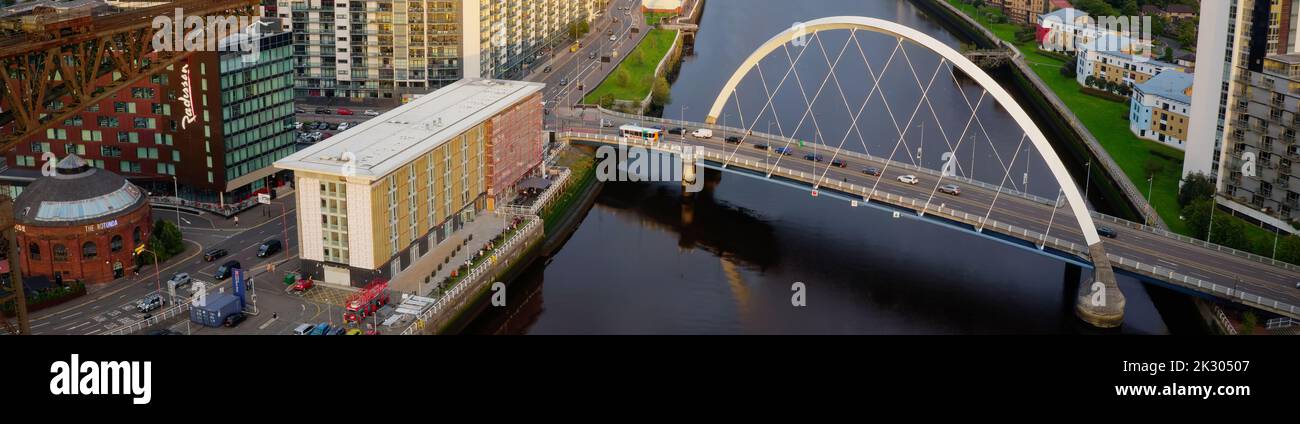 Glasgow arc bridge over the River Clyde, less formally known as Squinty ...