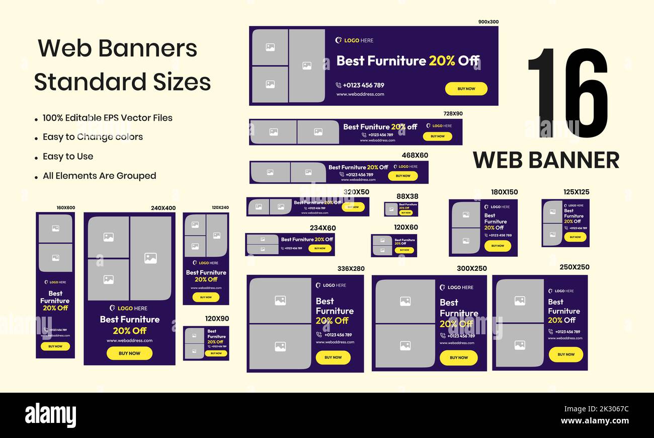 Furniture Collection Web Set Vector Banner design Stock Vector Image ...