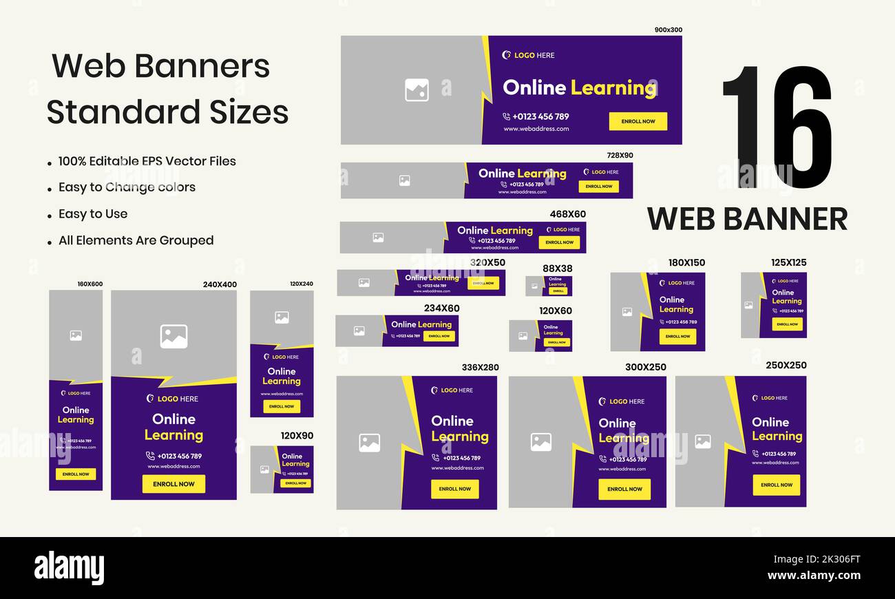 Online Learning Web Set Banner Design Social Media Post Stock Vector ...