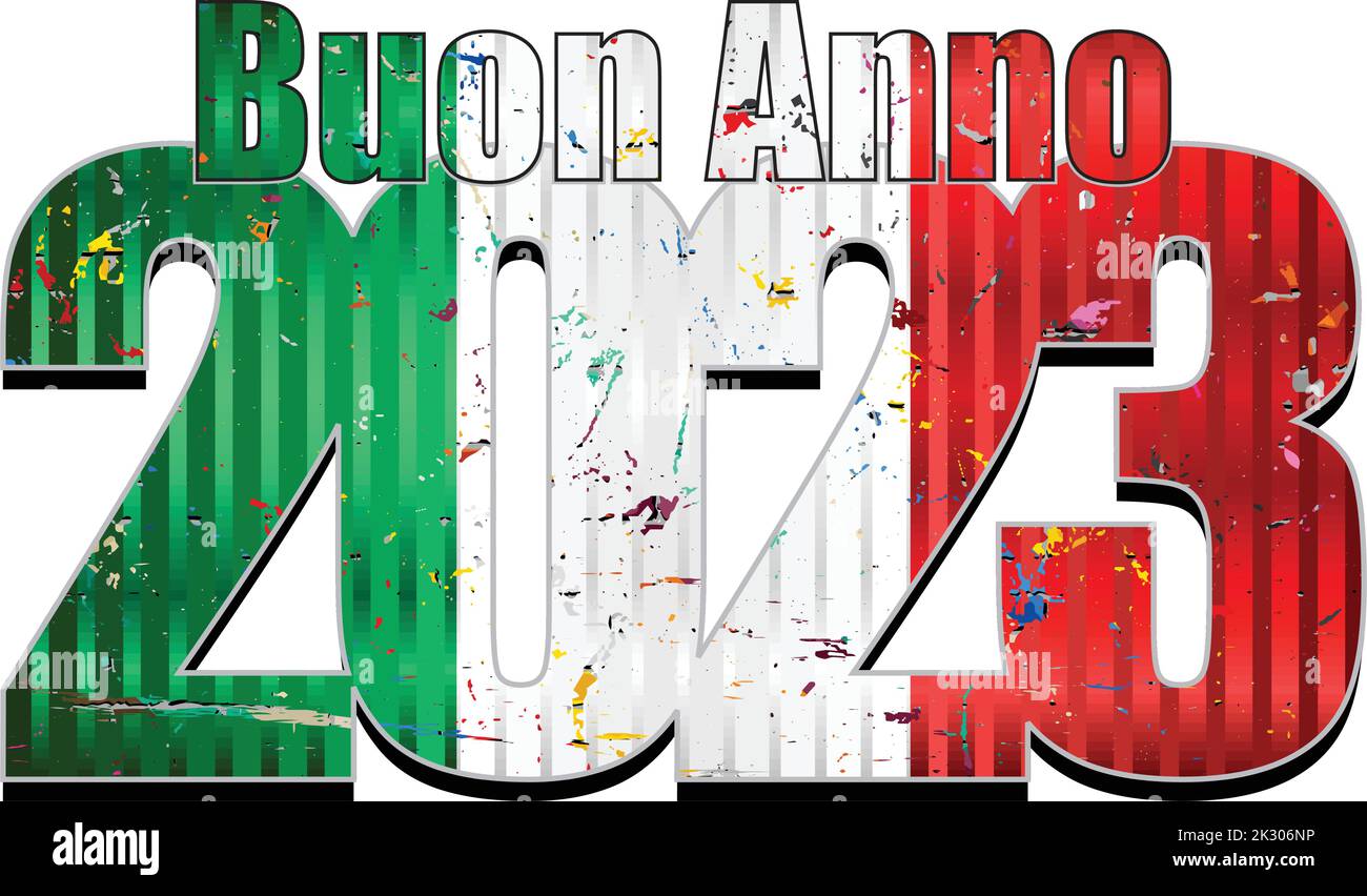 Happy New Year 2023 with Italy flag inside - Illustration, 2023 HAPPY ...