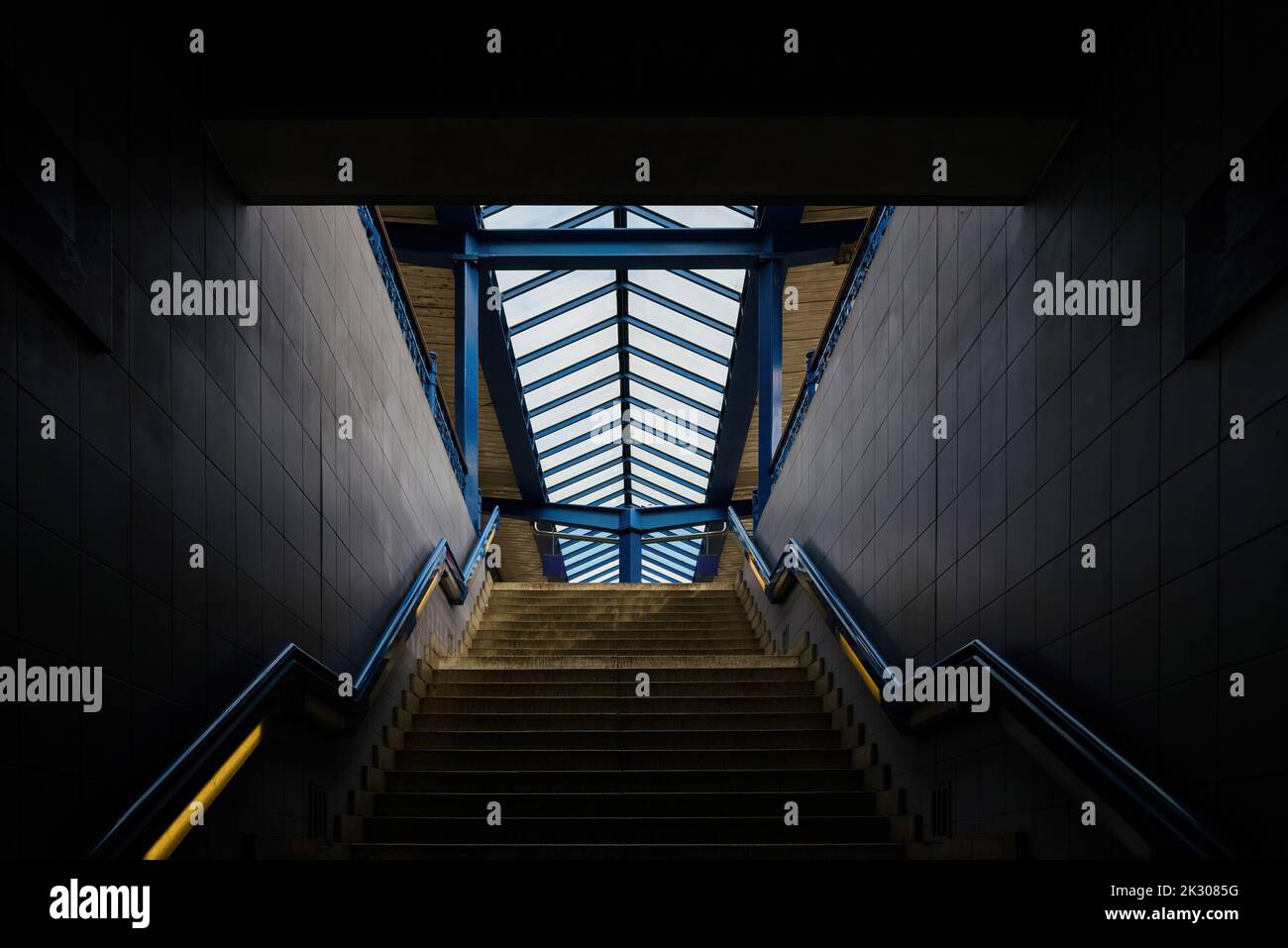 public staircase at station or mall for exit, entrance, emergency ...