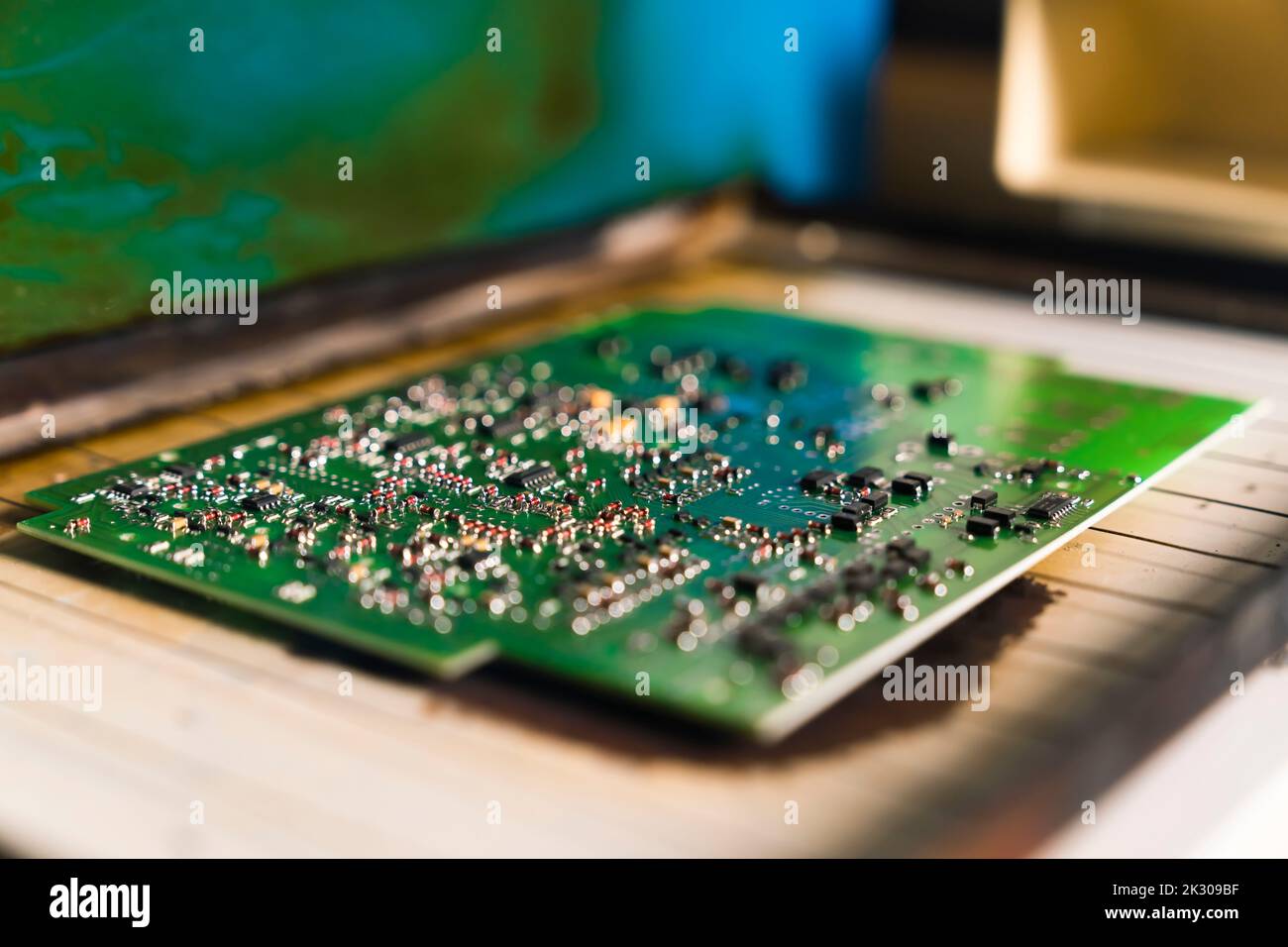 Solder reflow furnace attaching many tiny electrical components to ...