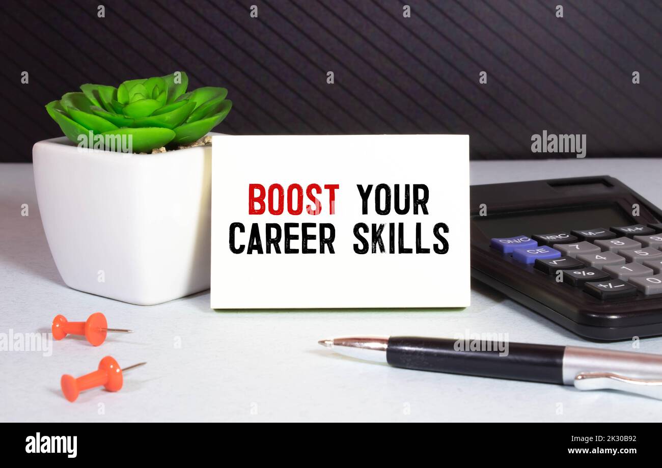 Boost your career text concept isolated over white background Stock ...