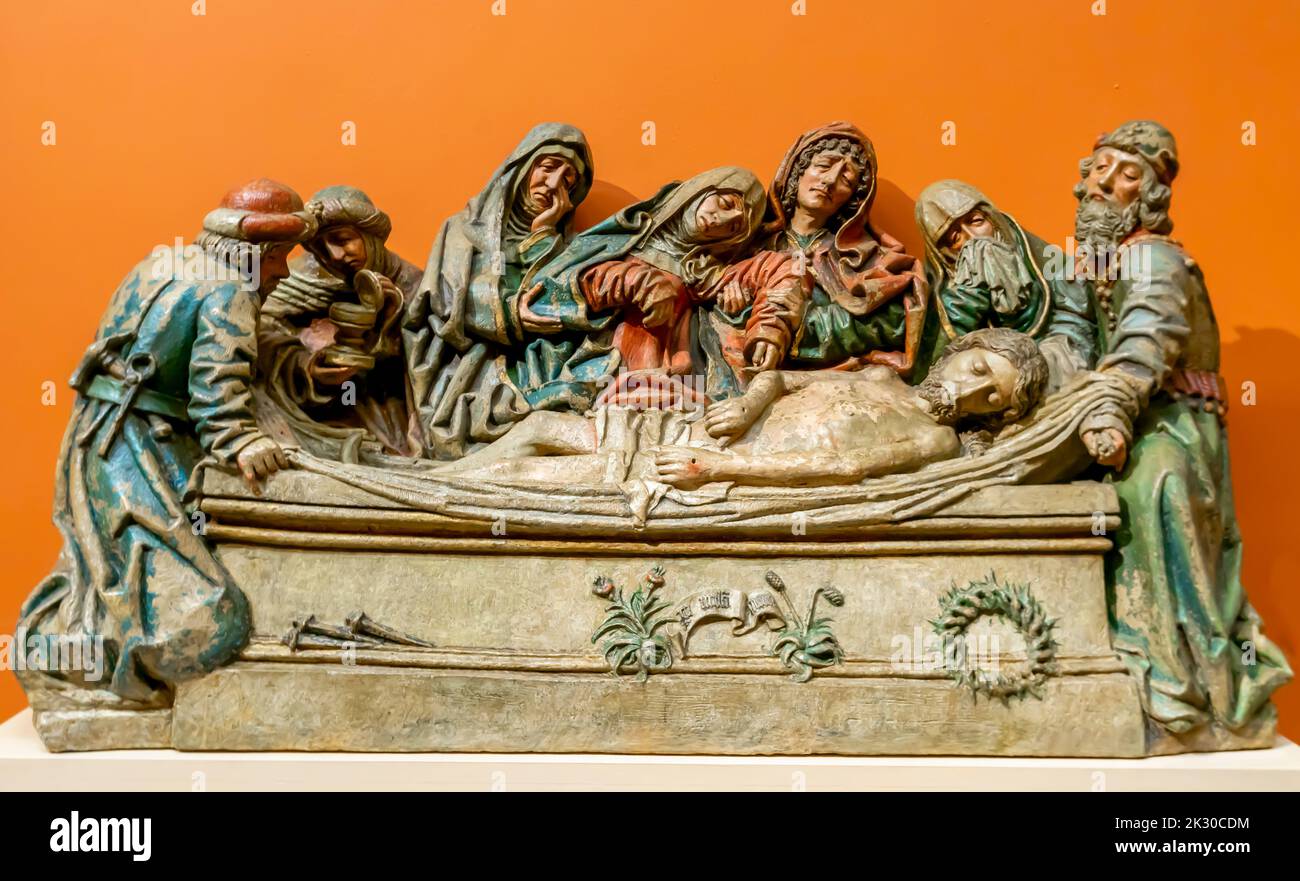 Pedro Millan - The Lamentation of Christ, sculpture. 1490. Seville Museum of Fine Arts Stock ...