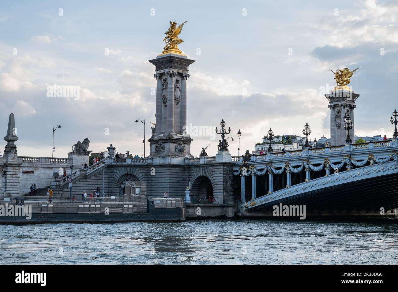 Paris, France - August 26 2022: Pont Alexandre III bridges on river ...