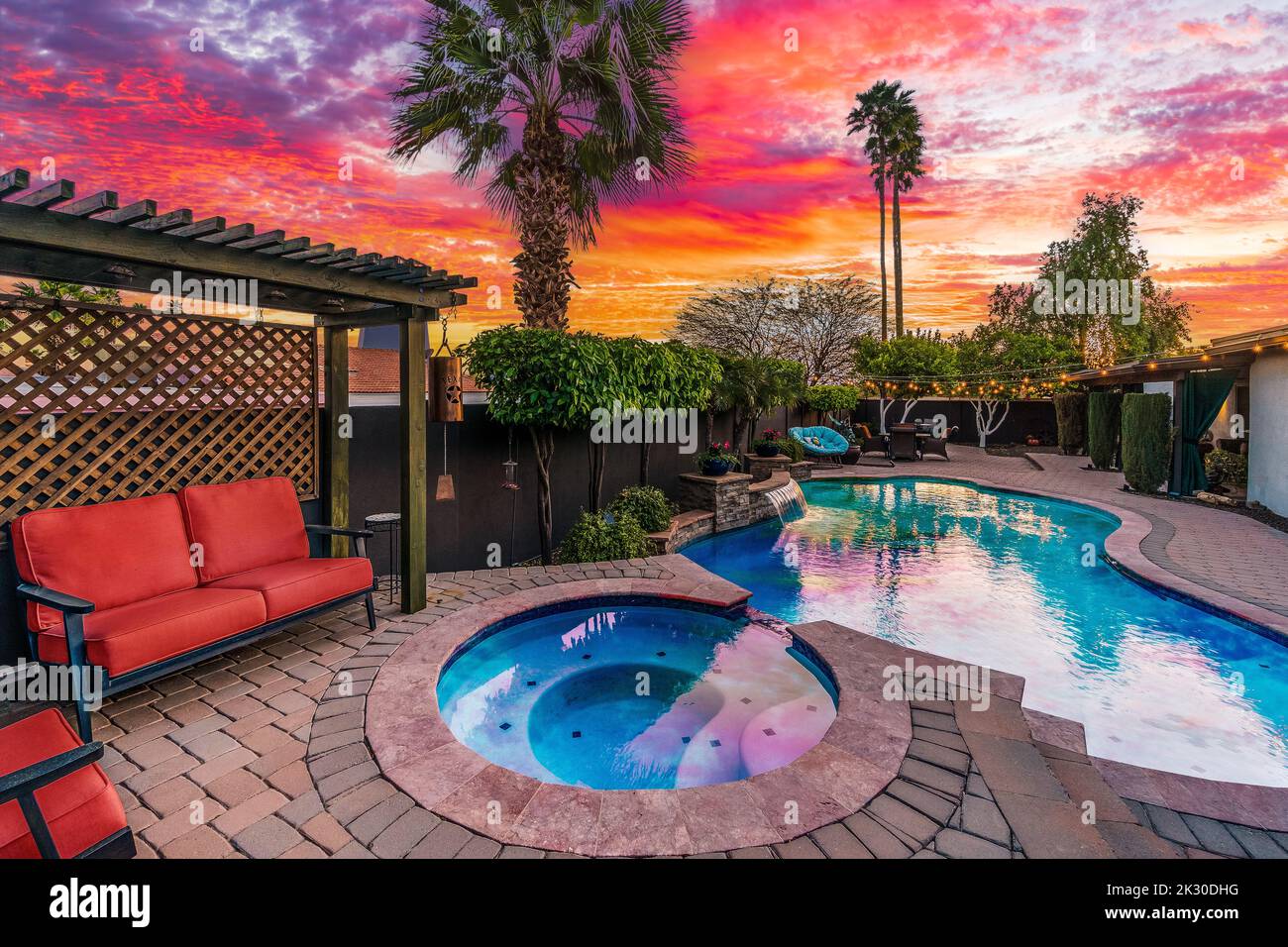 Luxury real estate in arizona with a back yard swimming pool Stock ...