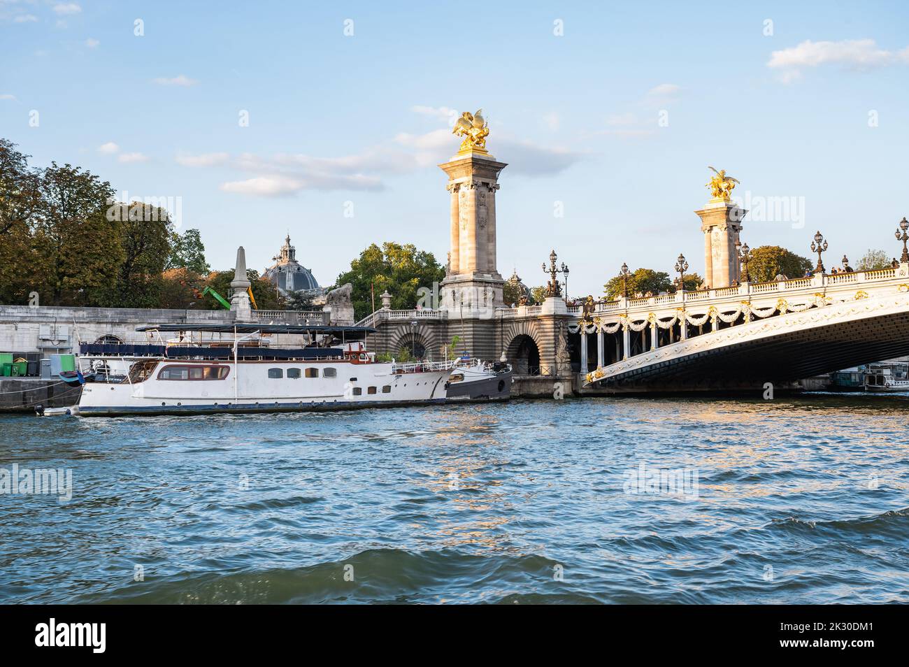 Paris, France - August 26 2022: Pont Alexandre III bridges on river ...