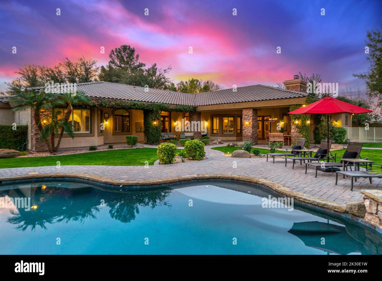 Luxury real estate in arizona with a back yard swimming pool Stock ...